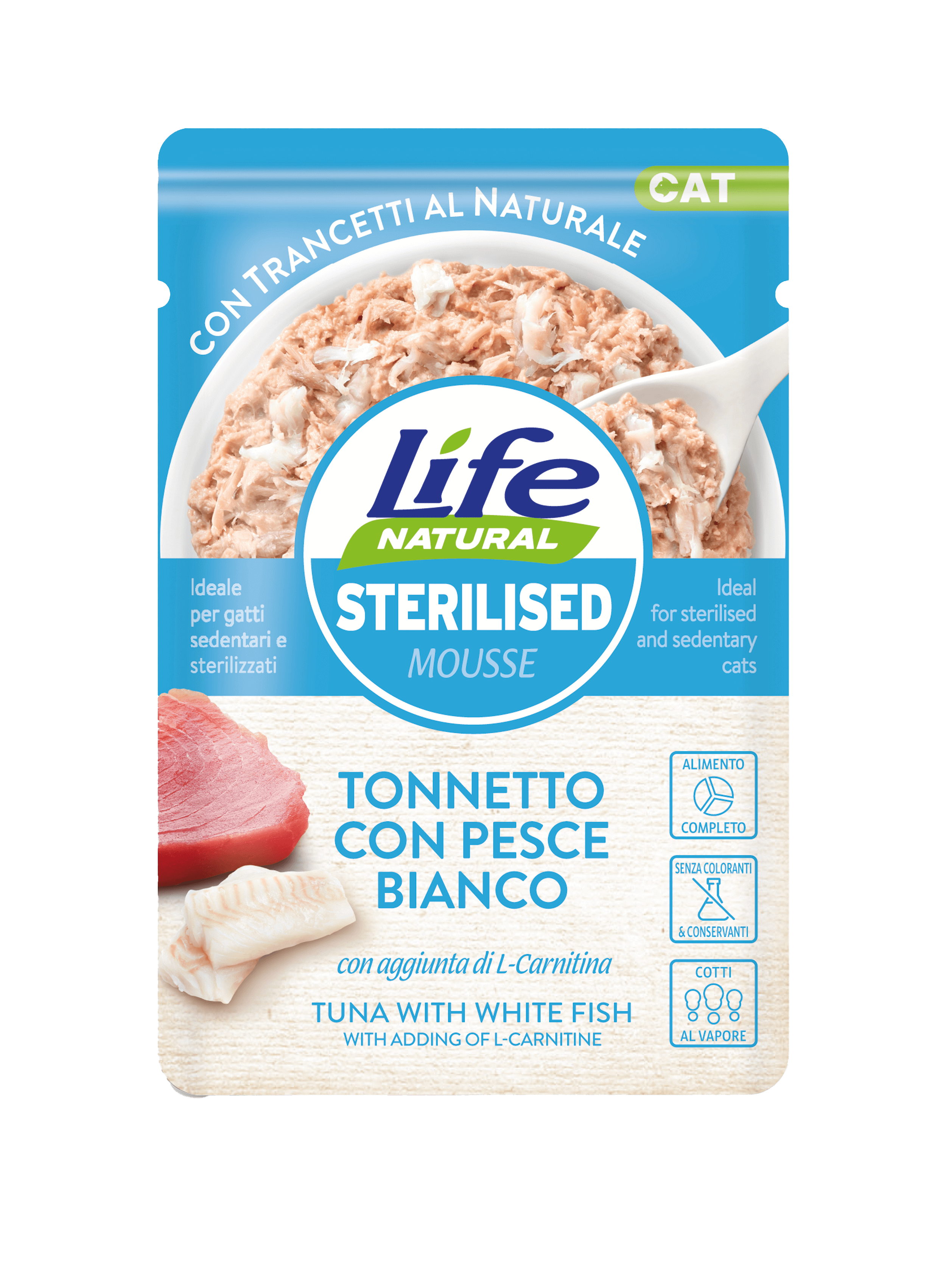 Busta 70gr - Sterilised Tonnetto con Pesce bianco - Life Natural Busta 70gr - Sterilised Tonnetto con Pesce bianco - Life Natural